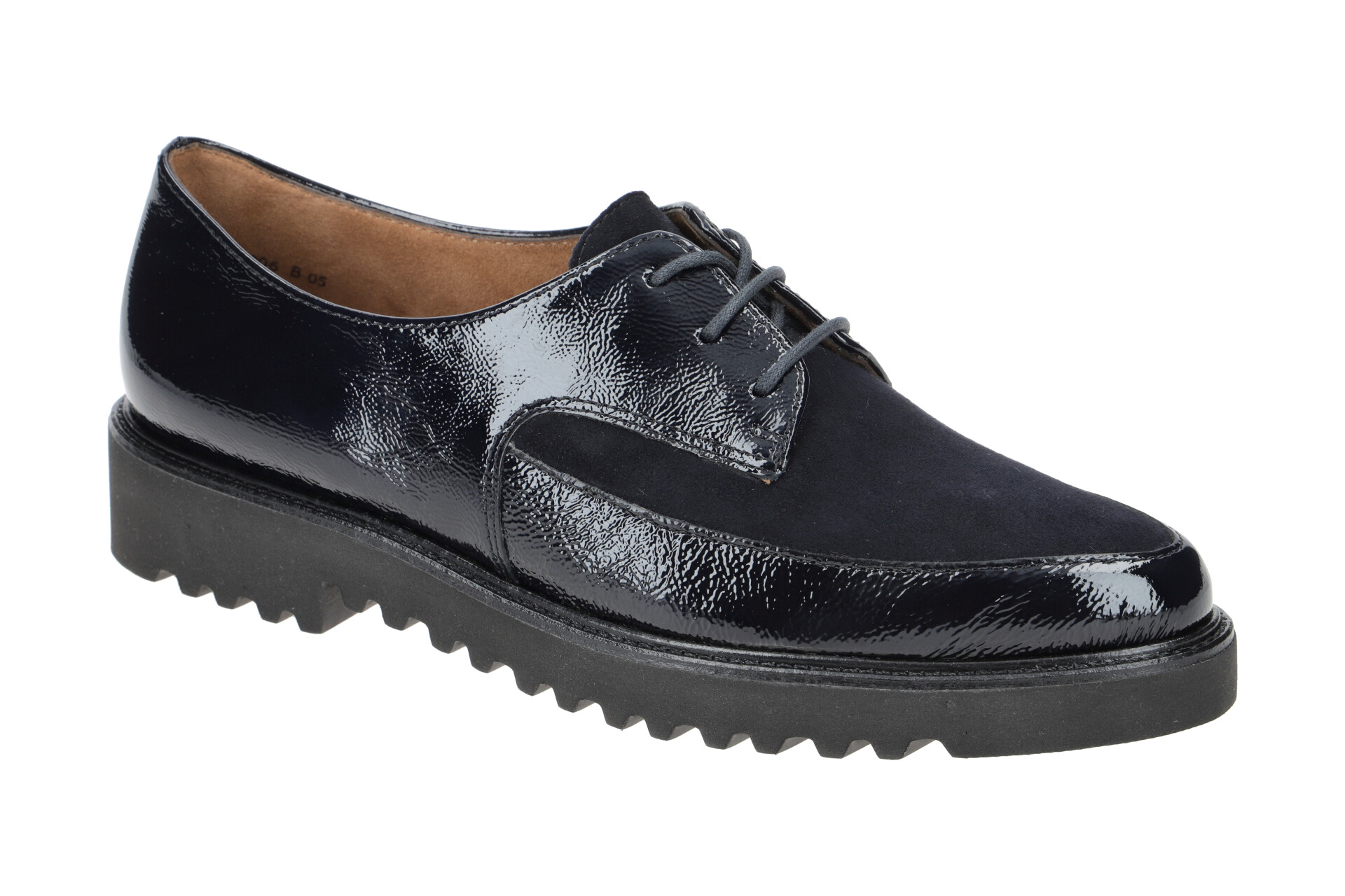 Paul Green 1039 Schuhe blau Lack Velour Schnürer | Schuhhaus Strauch