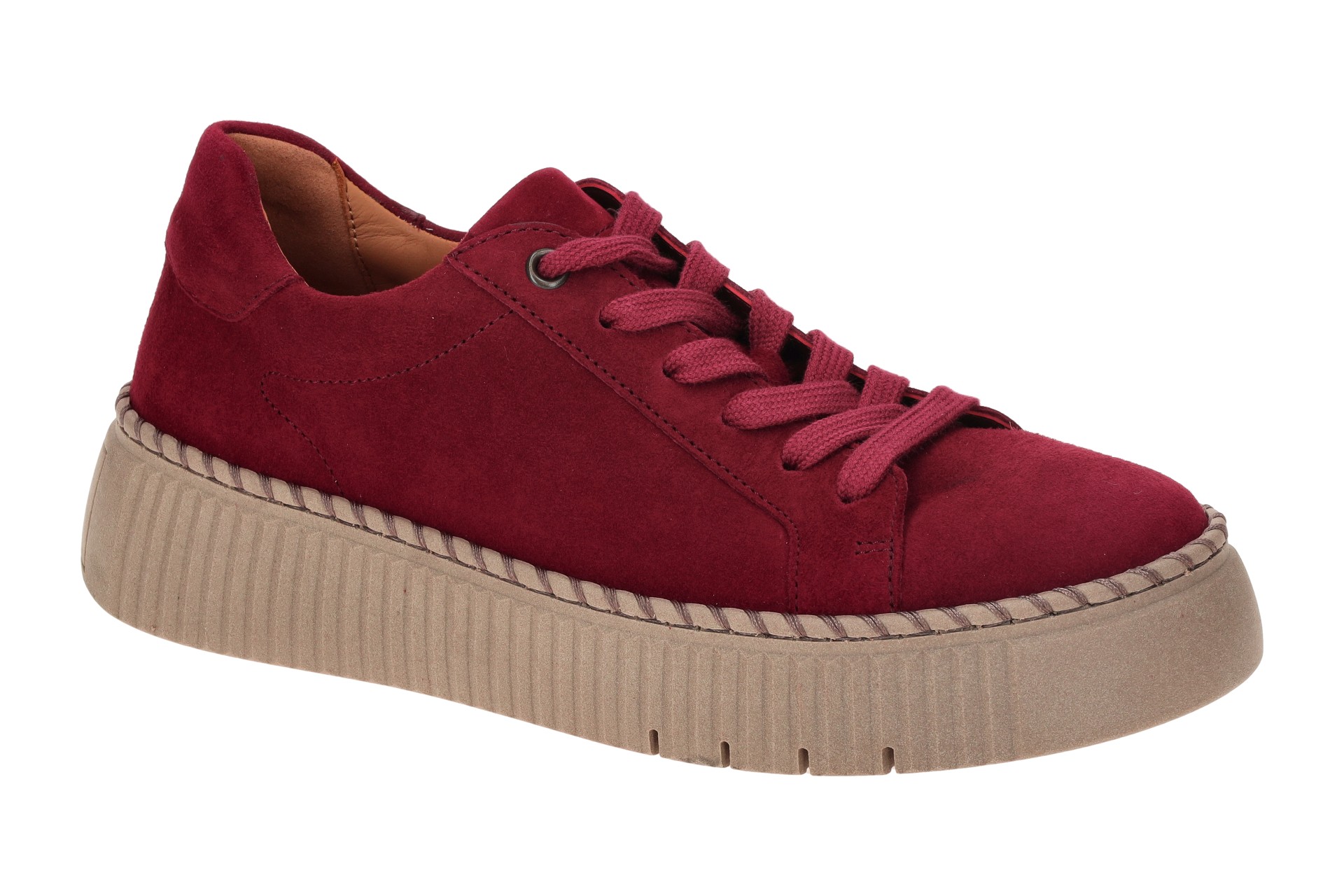 Gabor Schuhe rot bordeaux Plateau Sneakers 73.240.15 | Schuhhaus Strauch