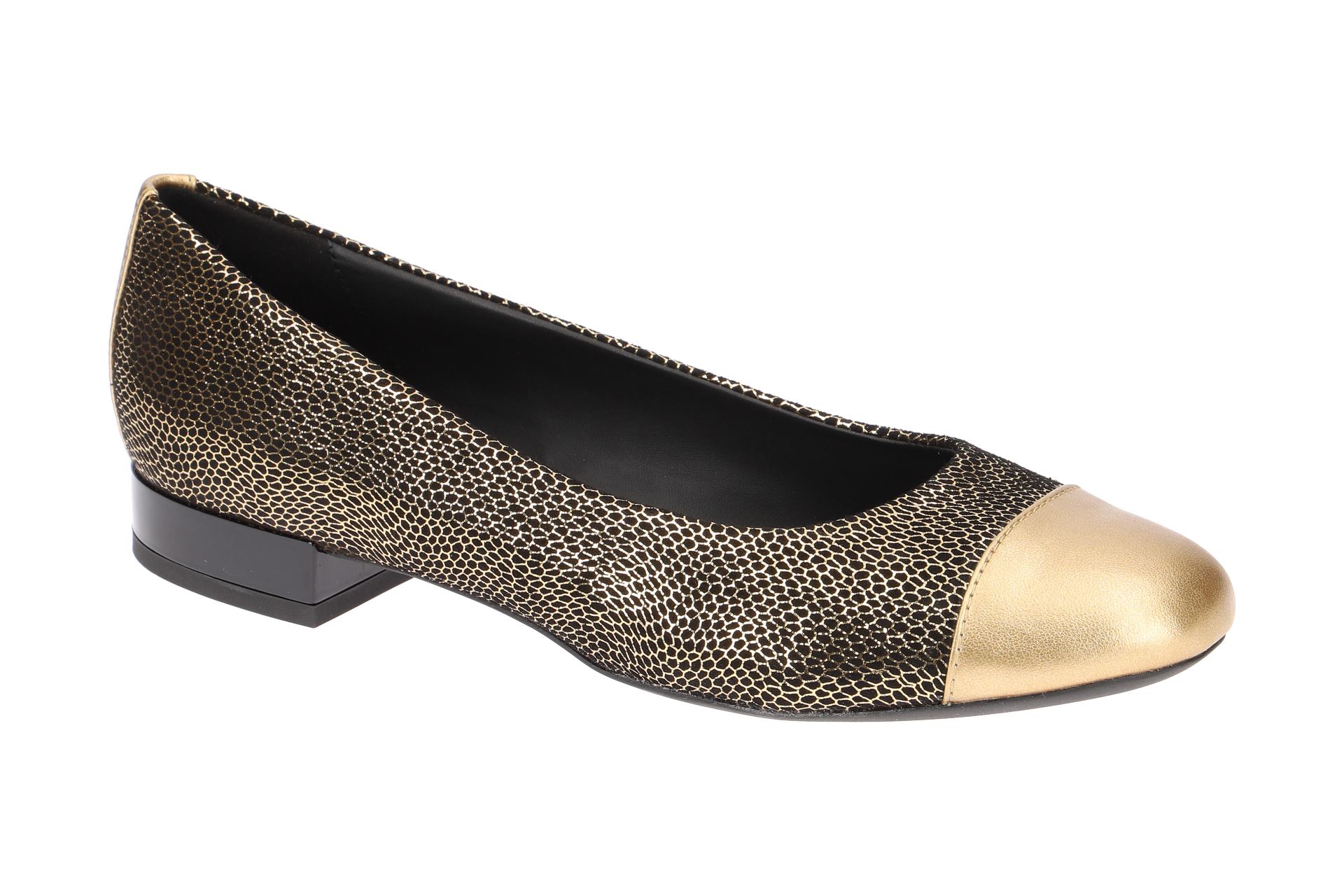Geox Wistrey Ballerina gold schwarz | Schuhhaus Strauch