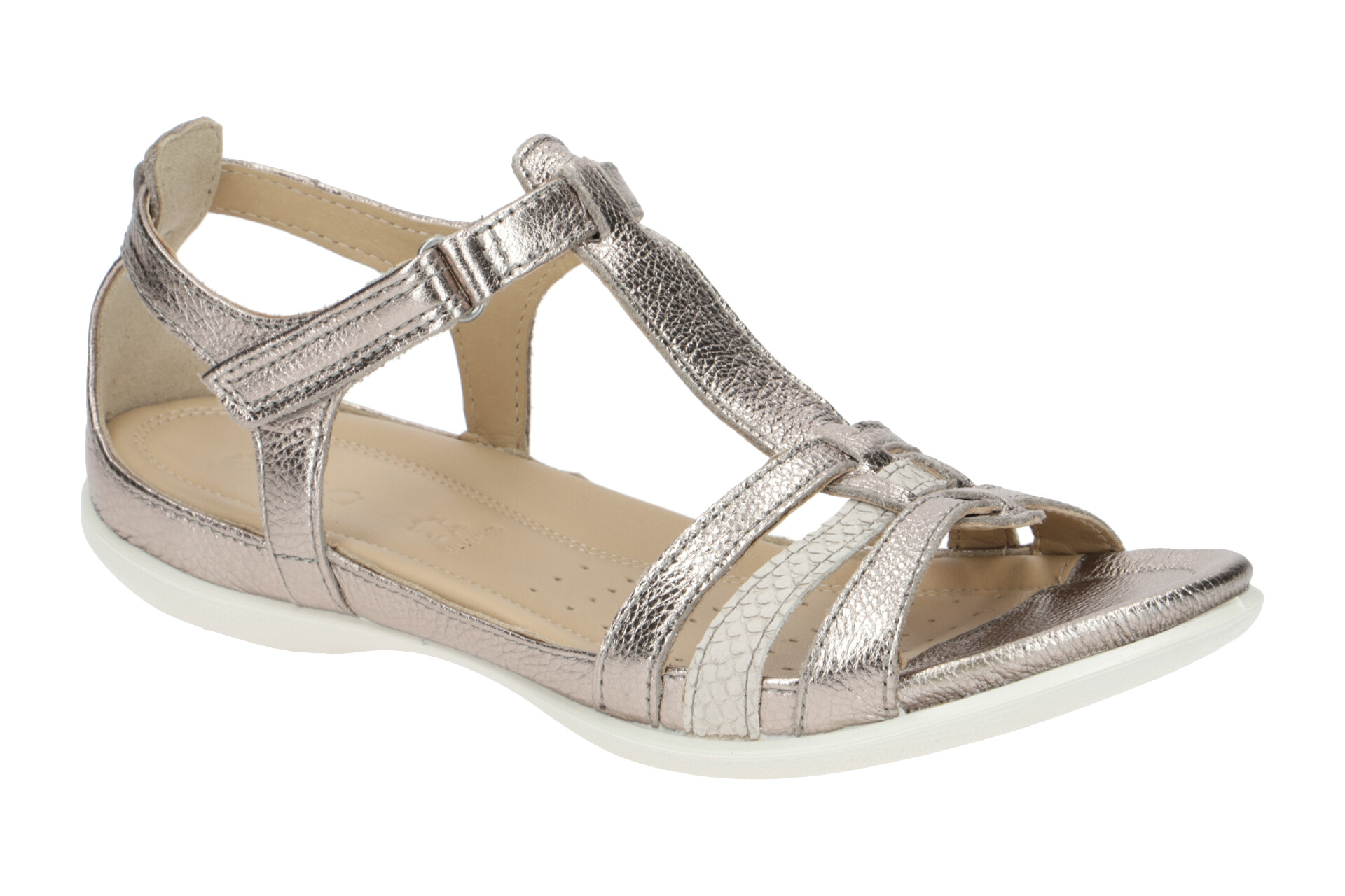 Ecco Flash T-Steg Sandalen grau metallic | Schuhhaus Strauch