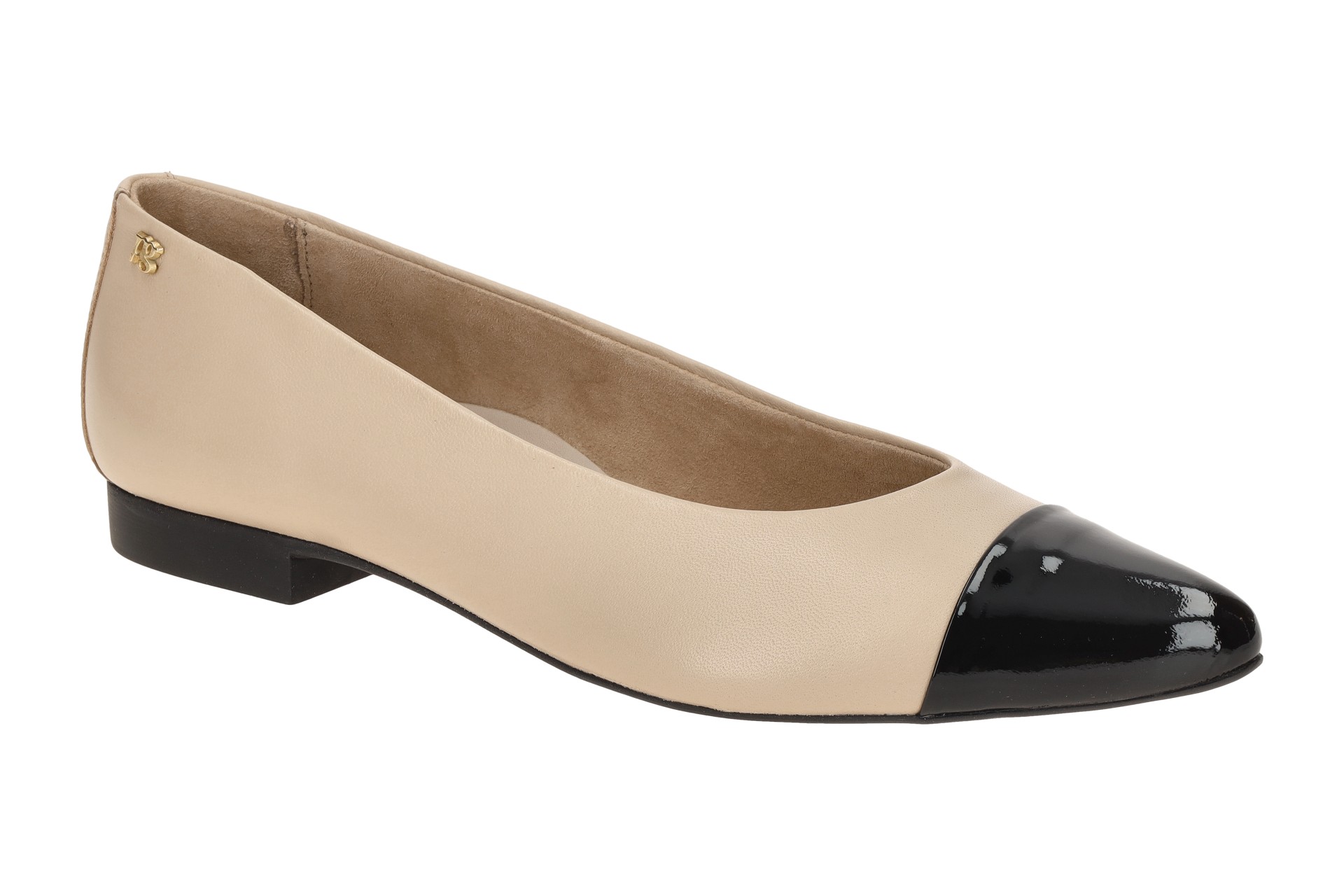 Paul Green Ballerinas beige schwarz Lack 1128 | Schuhhaus Strauch
