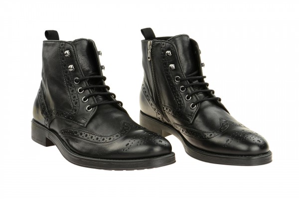 Geox Respira Blade E Herren Boots in schwarz Budapester Stiefelette ...