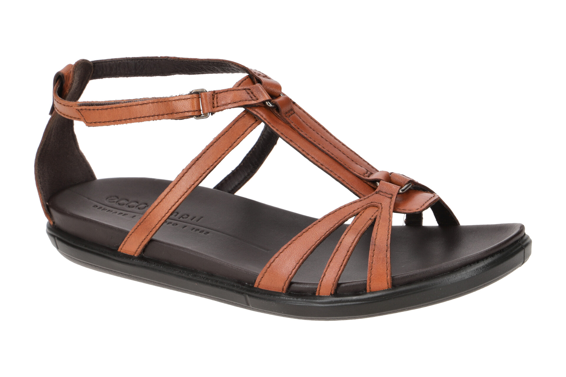 Ecco Spangen Sandale T-Steg braun cognac 209273 | Schuhhaus Strauch