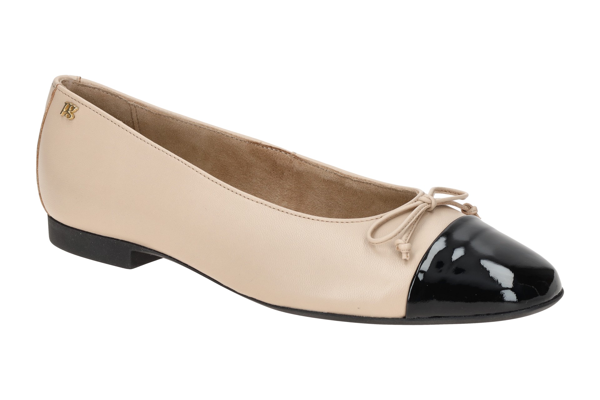 Paul Green Ballerinas beige schwarz Lack Nappa 1000 | Schuhhaus Strauch