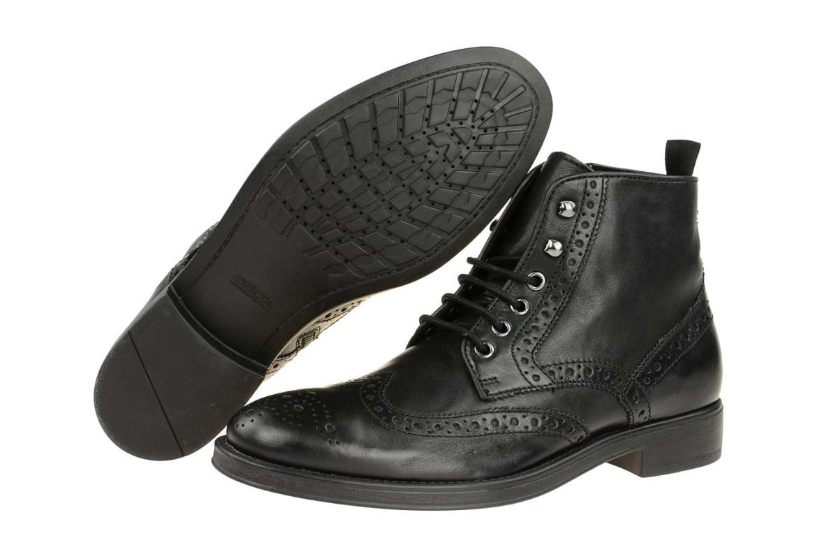 Geox Respira Blade E Herren Boots in schwarz Budapester Stiefelette ...