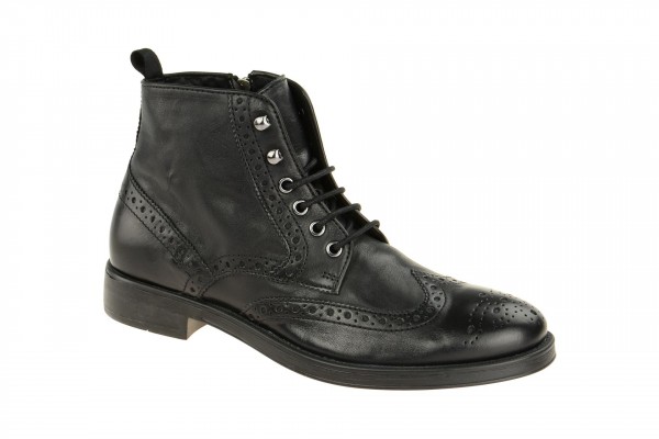 Geox Respira Blade E Herren Boots in schwarz Budapester Stiefelette ...